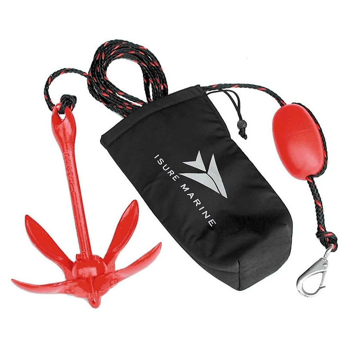 ISURE MARINE Kayak Anchor Kits Portable Folding Anchor Buoy Kit Canoe Kayak Raft Boat Sailboat Fishing 3.5 lbs Marine Rope Complete Folding Grapnel Anchor Kit for Small Boats, Kayaks Jet Ski etc