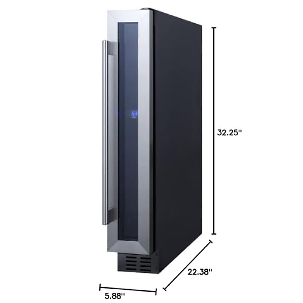 Summit Appliance SWC007 Commercial 6" Wide ADA Compliant Built-in Undercounter Wine Cellar with 7 Bbottle Capacity, Glass Door, Black Cabinet, Auto Defrost, Digital Thermostat and LED Lighting
