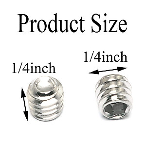 Pro Bamboo Kitchen 25pcs 1/4-20 x 1/4" Hexagon Hex Socket Set Screws 304 Stainless Steel Full Thread Cup Point Grub Screws