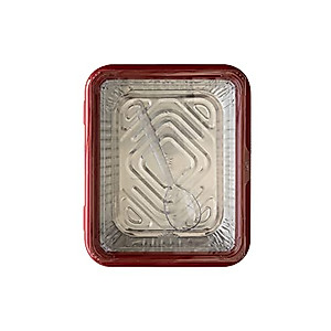 Fancy Panz Classic, Dress Up & Protect Your Foil Pan, Made in USA, Fits Half Size Foil Pans. Hot or Cold Food. Stackable for easy travel. (Red)