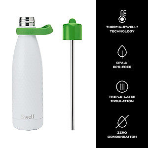 S'well Stainless Steel Water Bottle with Flip Straw Cap and Handle, 17oz, Hole In One, Triple Layered Vacuum Insulated Containers Keeps Drinks Cold for 36 Hours and Hot for 10, Perfect for On the Go