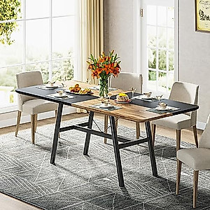 Tribesigns 70.86 inch Dining Table for 6 to 8 People, Industrial Rectangular Kitchen Table with Strong Metal Legs, Large Long Wood Dining Room Table for Living Room, Brown and Black