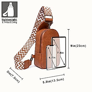 Hi-QTool Women Chest Bag Sling Bag Small Crossbody Daypack Guitar Strap Purse PU Leather Satchel Shoulder Bag for Travel
