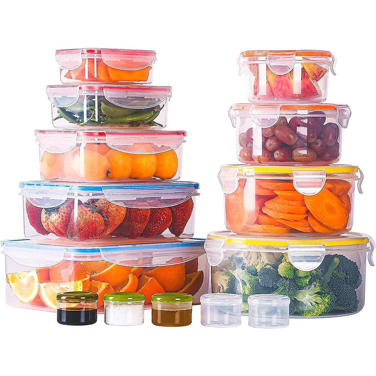Food Storage Containers with Lids Airtight 14 PCS, Plastic Food Containers for Pantry & Kitchen Organization, BPA Free, Leak Proof, Freezer & Microwave & Dishwasher Safe