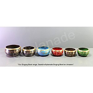 eSplanade - 6 inches - Singing Bowl Tibetan Buddhist Prayer Instrument With Striker Stick | OM Bell | OM Bowl | Meditation Bowl | Music Therapy (black)