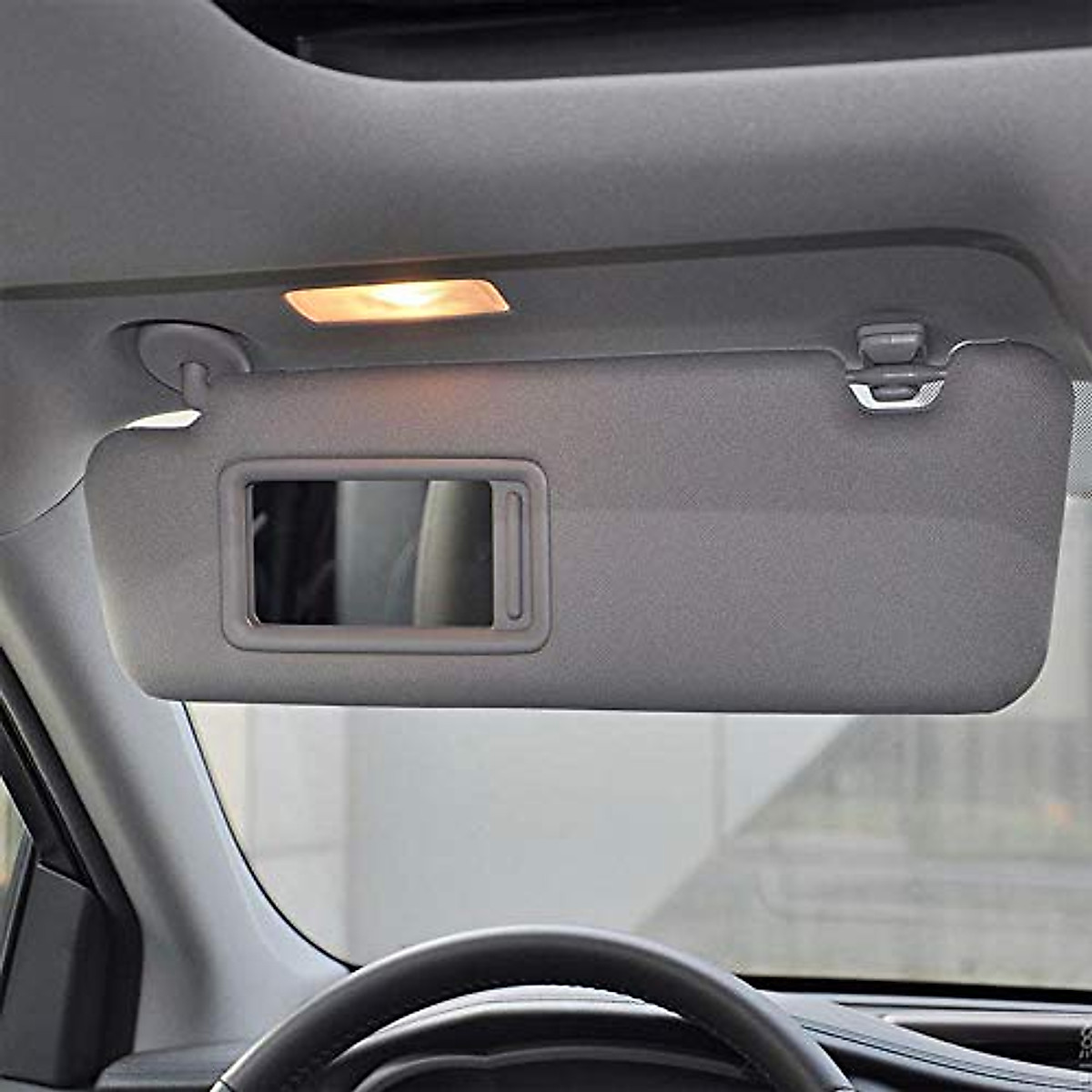 Dasbecan Front Left Driver Side Sun Visor with Light Compatible with Toyota Highlander 2008-2013 74320-48500-B0 (Gray)