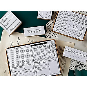 Tosnail 18 Pieces Bullet Journal Stamps, Decorative Rubber Stamp Set, Calendar Planner Stamps Wooden Stamps Bujo Stencils for to Do List, Tasks, Diary, Planner, Letters, Scrapbook, Cards, Crafts