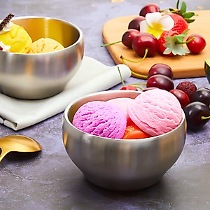 Tessco 10 Pcs 12 oz Stainless Steel (304) Bowls Matte Double Walled Bowl Kids Toddler Ice Cream Bowls for Serving Food Snacks Feeding Hot Soup, Dishwasher Safe