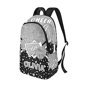 CUXWEOT Personalized Cheer Cheerleader Grey Print Backpack with Name Custom Travel Daypack Bag for Man Woman Gifts