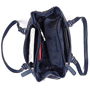 ROLANDO Rose Women's Top-Handle Leather Handbag (Navy Blue)