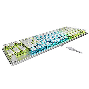 ROCCAT Vulcan TKL Pro PC USB-C Gaming Keyboard, Linear Optical Titan Switch, AIMO RGB Lighting, Tenkeyless Mechanical Feel Speed Keystroke, Low Profile Ergonomic Design for Wrist Rest Support, White