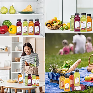 LIYAR 12oz Plastic Bottles with Caps 35 Pack Juice Bottles Reusable Juice Containers Leak-Proof Smoothie bottle with Labels for Drinking,Juicing,Milk,Water(White Lids+Black Lids)