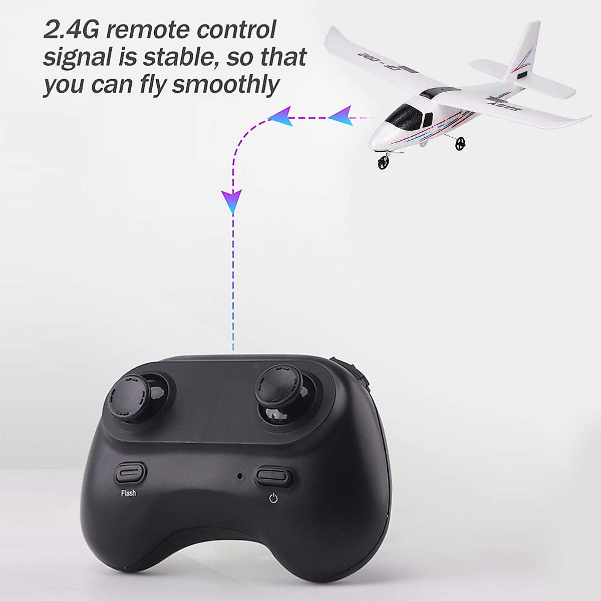 GoolRC QF002 RC Airplane, 2.4Ghz 2 Channel RC Plane Ready to Fly, Durable EPP Foam DIY Remote Control Airplane Toy Built-in Gyro, Easy to Fly RC Aircraft for Beginners Kids and Adults