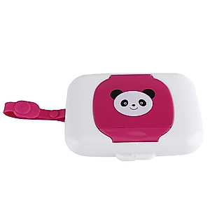 Fdit Wet Wipes Storage Box,Baby Outdoor Travel Stroller Wet Wipes Box Refillable Container for Car Bathroom Living Room(White + Rose)