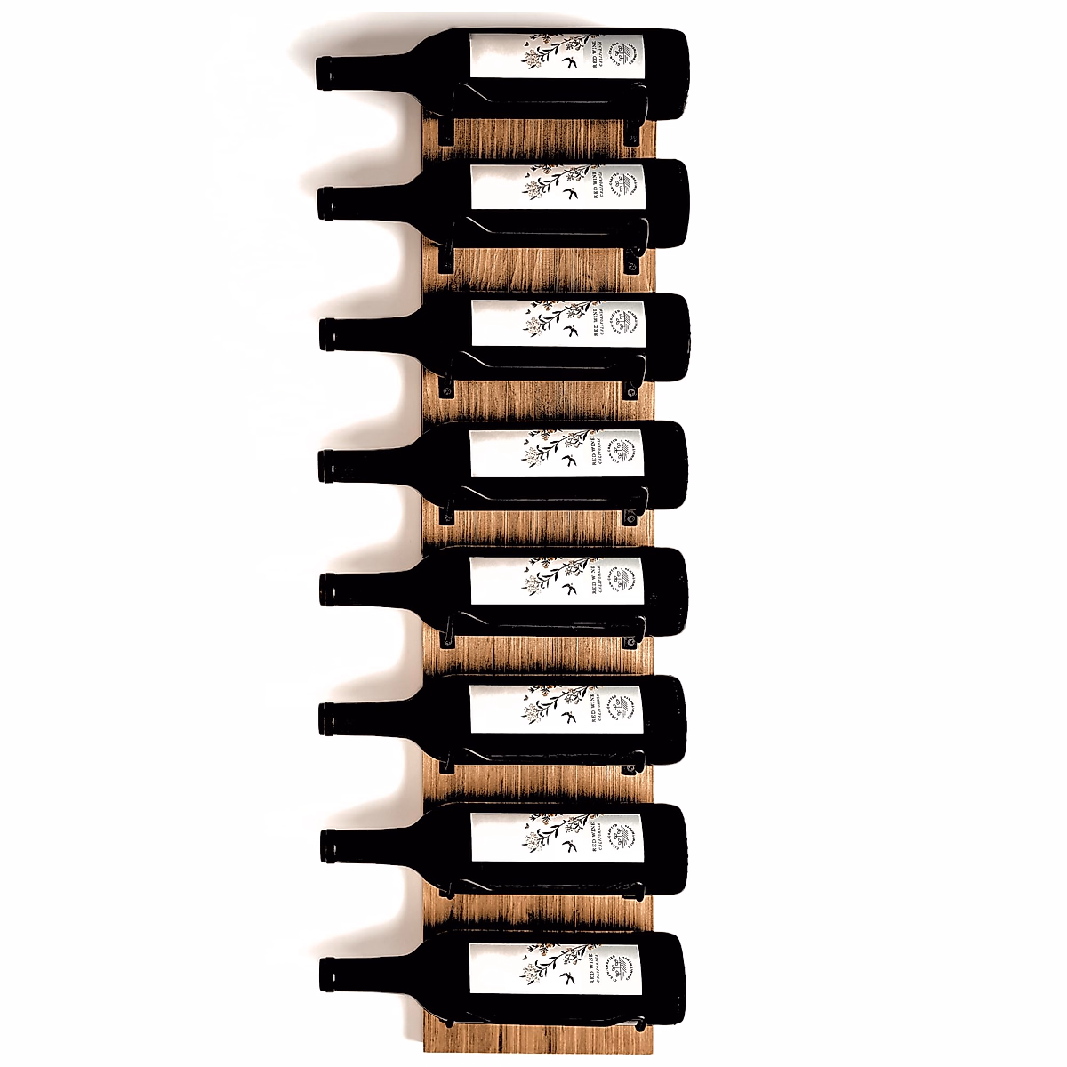 Blue River Goods Wine Rack Wall Mounted | 8 Bottle Storage | Wooden Wine Rack for Wall Wine Rack Display | Wall Mount Wine Rack with Black Brackets | Wall-Mounted Wine Racks | Wall Mounted Wine Racks