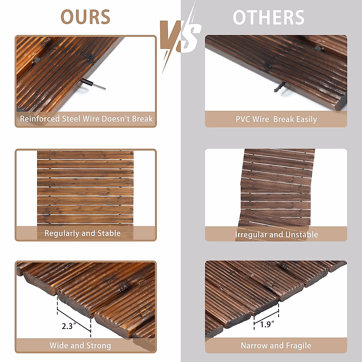 Dragosum 8FT Garden Pathway Wooden Walkway, Outdoor Path Straight Walkway Roll Out Plow and Hearth Wooden Walkway, Decorative Lawn Patio Pavers Boardwalk Beach Wedding Party (Straight)