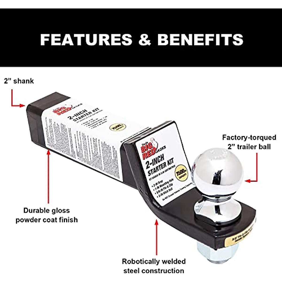 BIG RED ATRLY2003R Torin Trailer Hitch Mount and Ball: 7,500 lb Capacity