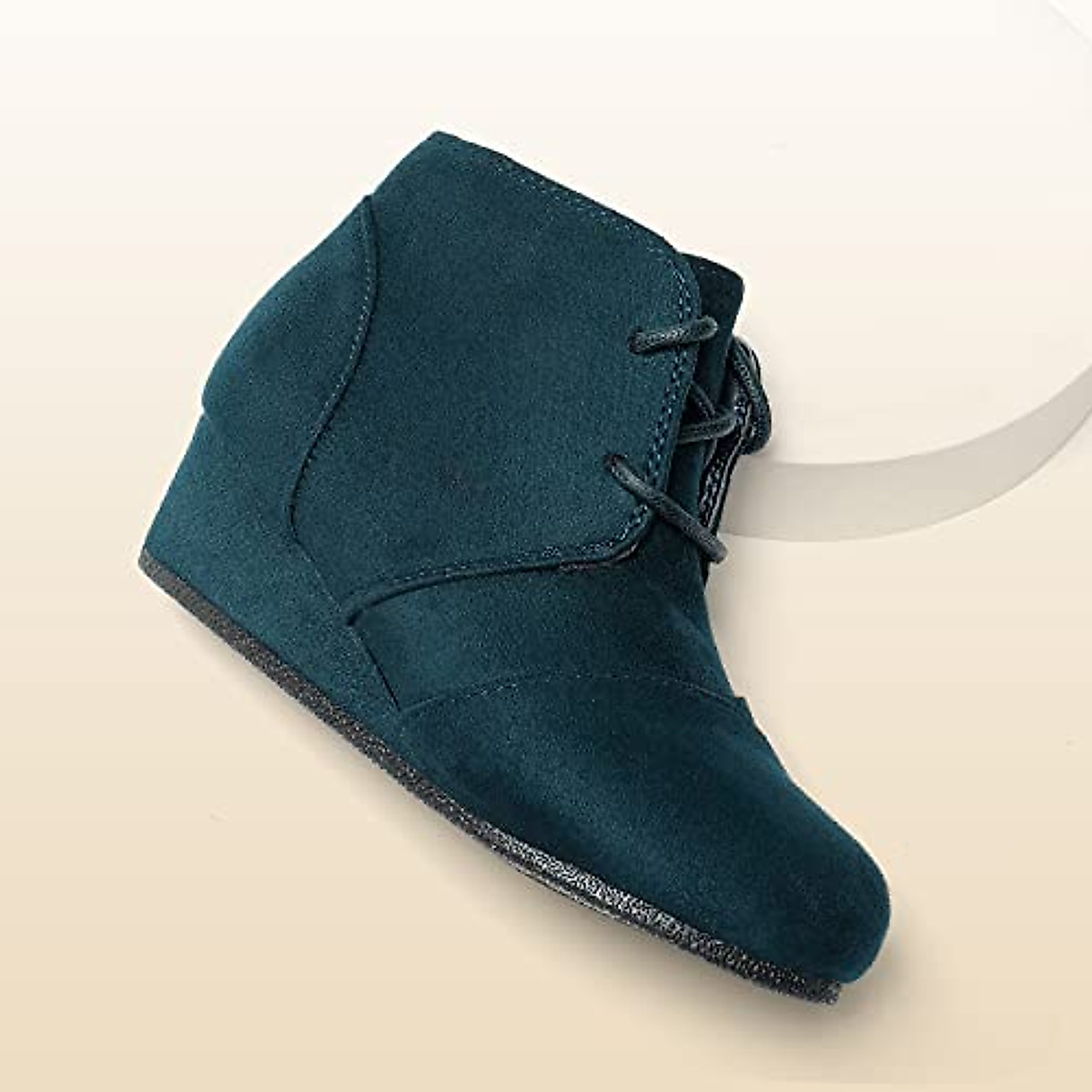 DREAM PAIRS Girls Low Wedge Heel Booties Side Zipper Ankle Boots Tomson-K Navy Size 2 Little Kid