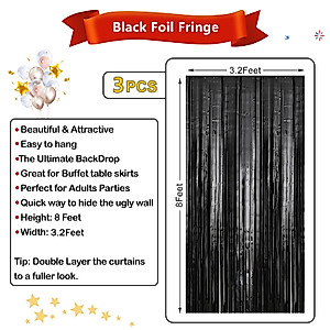 Mtkocpk Orange Fringe Party Backdrop Decorations - 3-Pack, 8x3.2 Feet Orange Foil Tinsel Curtains for Autumn Celebrations, Children's Birthday Parties, Family Gatherings, and Seasonal Decorations