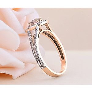 Dazzlingrock Collection 14K Cushion Morganite & Round Pink Sapphire & Diamond Bridal Engagement Ring, Rose Gold, Size 8.5