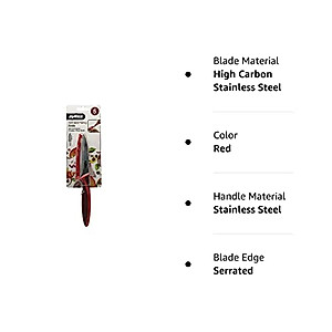 ZYLISS Serrated Paring Knife, 4-Inch Stainless Steel Blade, Red