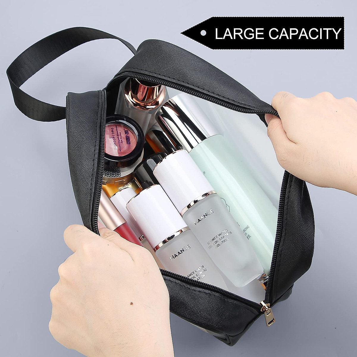 MAANGE Toiletry Bag for Women Men, Translucent Waterproof Makeup Cosmetic Bag Travel Organizer for Accessories, Toiletries