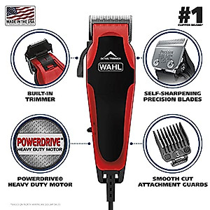 Wahl Clipper Clip 'n Trim 2 In 1 Hair Cutting Corded Clipper/Trimmer Kit with Self Sharpening Blades - Model 79900-1501P