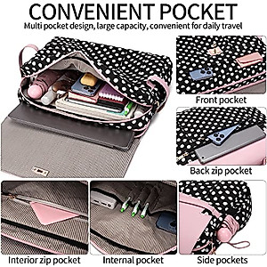 SHENHU Women's Laptop Bag,15.6 Inch Computer Briefcase Lightweight Cute Girls Messenger Bag Shoulder Carry Work Bag Ladies Office Travel Bag School Pink Dot