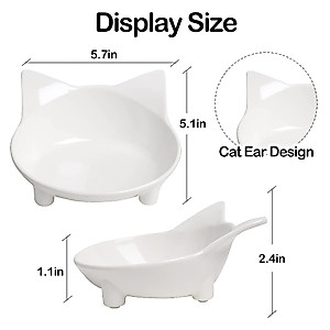 Skrtuan Cat Bowl Cat Food Bowls Non Slip Dog Dish Pet Food Bowls Shallow Cat Water Bowl Cat Feeding Wide Bowls to Stress Relief of Whisker Fatigue Pet Bowl of Rabbits Puppy(Safe Food-Grade)