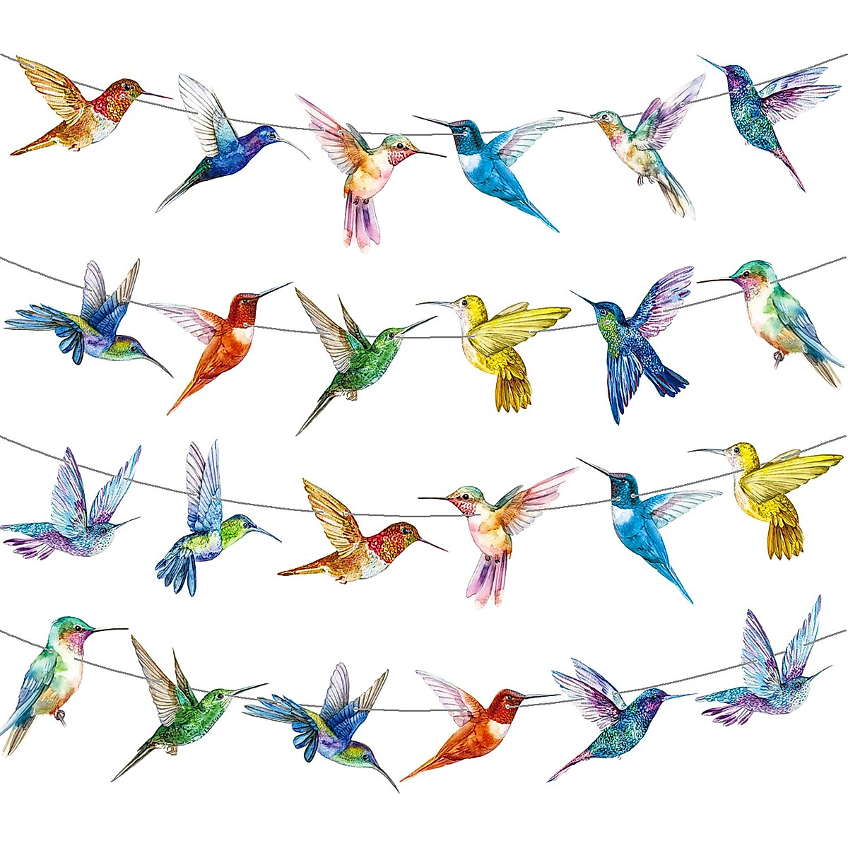 Hummingbird Party Banner Hummingbird Party Decorations 4Pcs Bird Birthday Decorations Hummingbird Cutout Banner for Flying Bird Hawaiian Luau Baby Shower Supplies