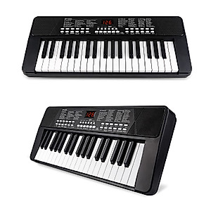M SANMERSEN Piano Keyboard for Beginners, 37 Keys Built-in 1200mA Rechargeable Battery Electronic Piano Keyboard Portable Music Piano Keyboard with Mic LED Screen Teaching Gift for Beginners, Black