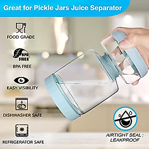 Homnoble Pickle and Olive Hourglass Jar with Strainer Flip for Pickle Juice Separator from Wet and Dry, Food-grade ABS Lid and BPA Free Hourglass Pickle Jar for Airtight Food Storage