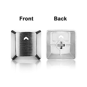 Fitlink FPS & MOBA Gaming Keycaps, Durable Stainless Steel Metal Keycap with Key Puller for Mechanical Keyboard Cherry Mx Switch (WASD+Direction Keys,Silver)