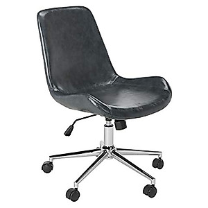 SAFAVIEH Home Collection Fletcher Dark Grey Faux Leather/ Chrome Swivel Adjustable Height Office Desk Chair