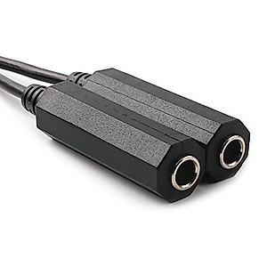 NANYI 3.5mm Male Stereo TRS to Two 6.35mm (1/4 inch) TS Female Stereo Breakout Cable, Y Splitter Adapter Cable 1FT / 0.3M