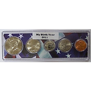 2011-5 Coin Birth Year Set in American Flag Holder Collection Seller Uncirculated