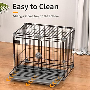 FLARUZIY Dog Crate for Small Dogs Under 25lbs,24 inch Black Thick Metal Dog Kennel Indoor Wire Cage with Double Door and Removable Tray for Pets,Puppy