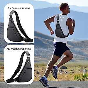 LKEX Crossbody Bag Anti-Theft Lightweight Casual Shoulder Backpack Sling Chest Bag Belt Rucksack for Travel Bicycle Sport（Dark Grey Right Hand）