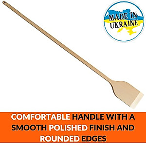 36-in Beech Heavy Duty Wooden Mixing Paddle - Made in Ukraine - Handle Long Stir for Cooking Cajun Crawfish Boil and Brewing Beer - Stirring Spatula for Brewing, Mixing, Grill, Camping in Big Stock Pots