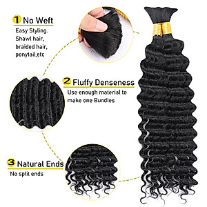 22 Inch Human Hair Braiding Hair Human Braiding Hair Wet and Wavy Braiding Hair Human Hair for Braiding Deep Wave Bulk Human Hair Curly Extension 100g