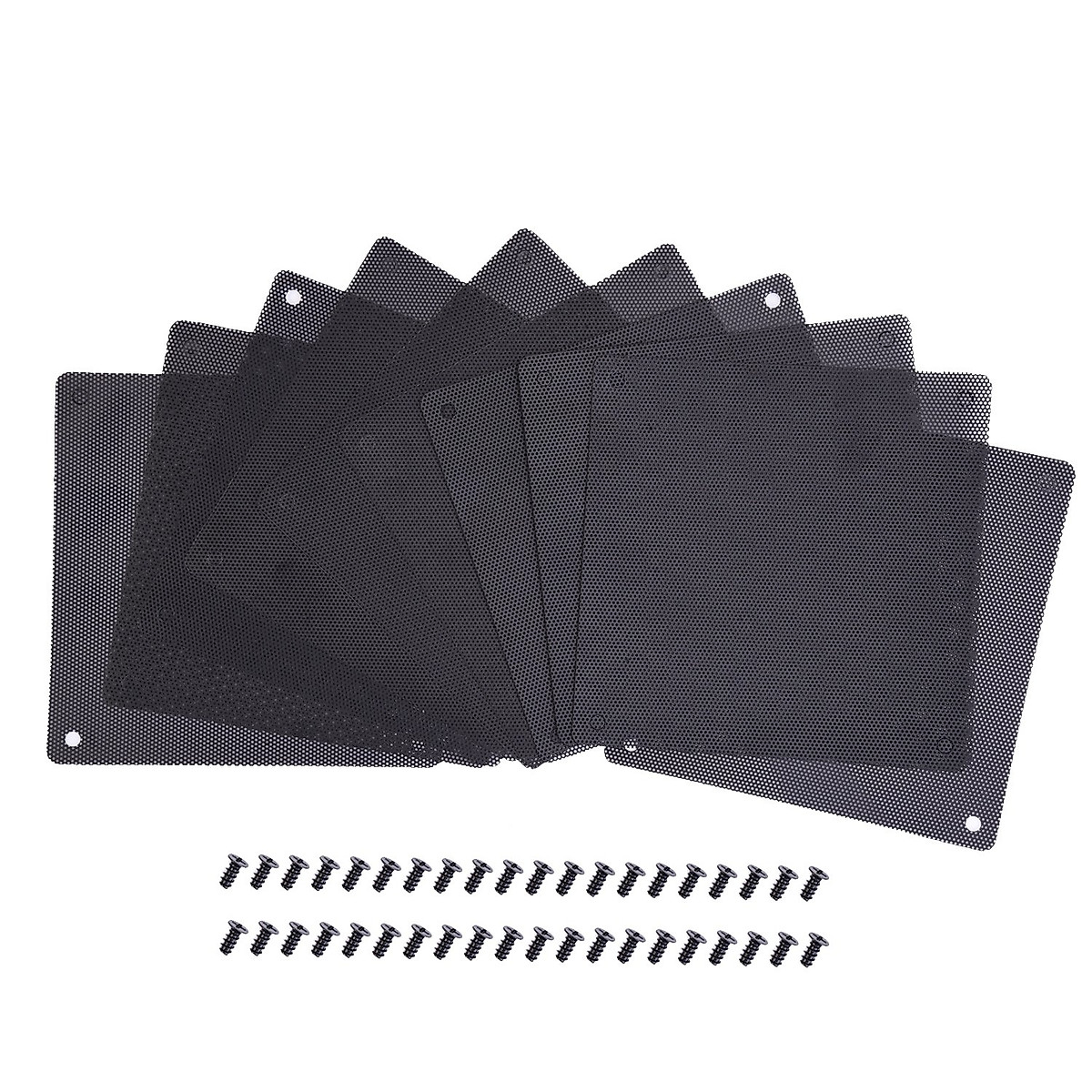 EBOOT 120 mm PC Fan Filters Dust Filter Computer Fan Filter Cooler PVC Black Dustproof Case Cover Computer Mesh 10 Packs with 40 Pieces of Screws