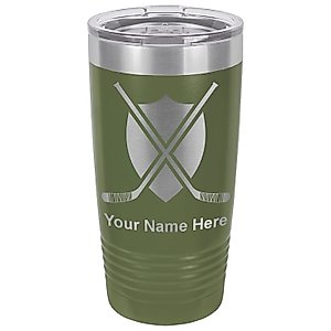 LaserGram 20oz Vacuum Insulated Tumbler Mug, Hockey Sticks, Personalized Engraving Included (Camo Green)