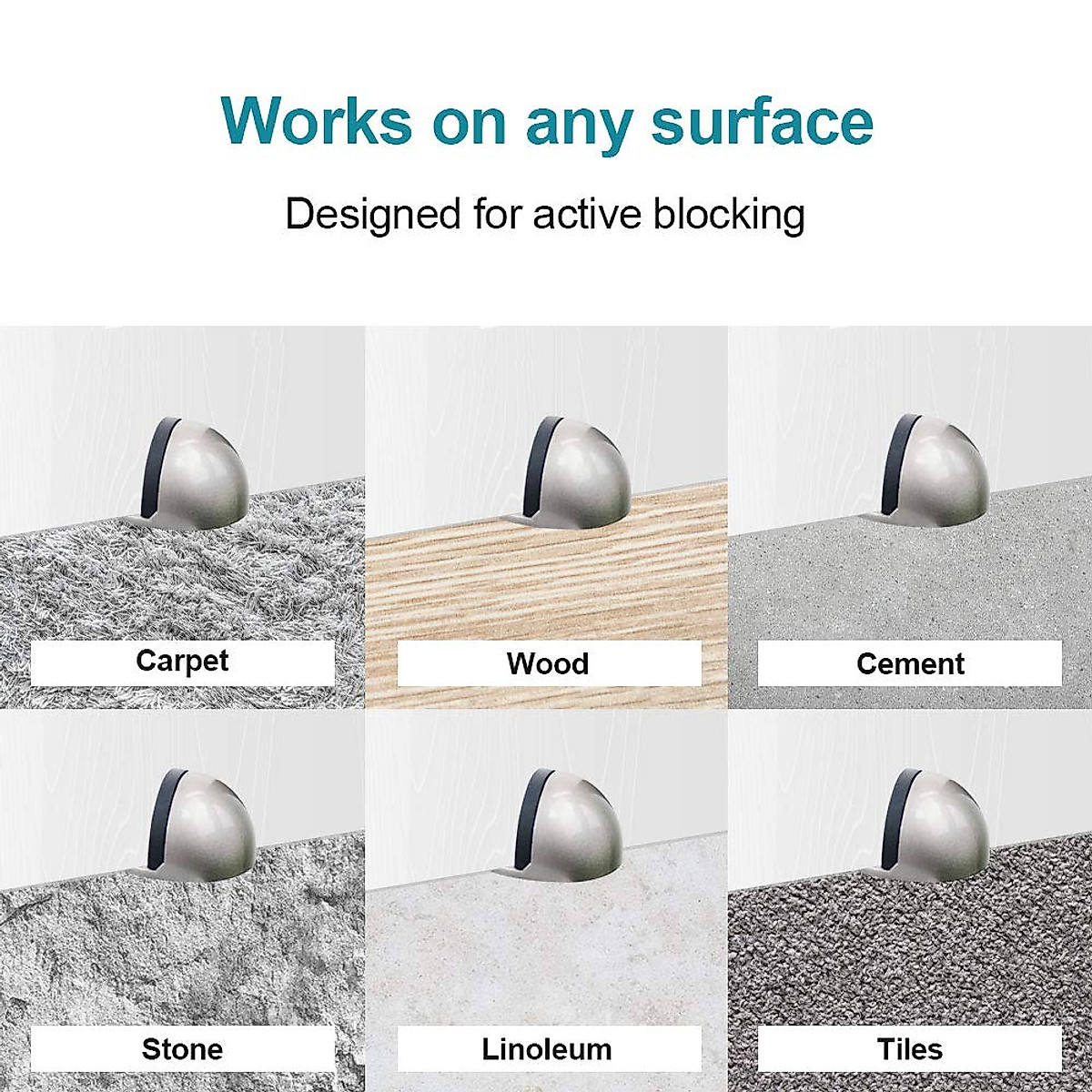 CG PLUS Floor Door Stopper Satin Nickel with Rubber pad, Semicircle Shaped Door Stopper, Stainless Steel for Protecting Wall (2inch x 4pack, Satin Nickel)