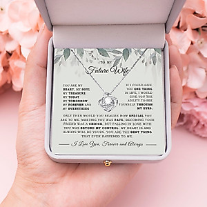 Chiside To My Future Wife Necklace, Engagement Gifts For Fiance, Future Wife Jewelry Love Knot Necklace, Bride To Be Gifts, Fiance Gifts For Her, Cool Engagement Gifts For Fiance Her