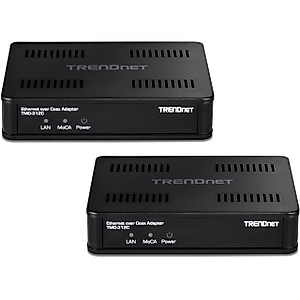TRENDnet Ethernet Over Coax MoCa 2.5 Adapter (2-Pack), TMO-312C2K, Backward Compatible with MoCA 2.0/1.1/1.0, RJ-45 Gigabit LAN Port, Supports Net Throughput up to 1Gbps, Support up to 16 Nodes, Black