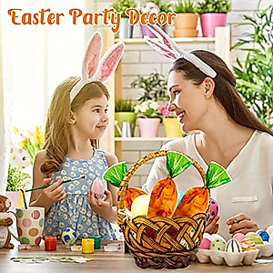 ISKYBOB 100 Sheets Carrot Shape Candy Bag Easter Bunny Plastic Cone Cellophane Rabbit Treat Triangle Pouch Gift Wrapper with Twist Ties for Birthday Party, Baby Shower, Easter Decor