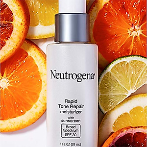 Neutrogena Rapid Tone Repair Retinol + Vitamin C Facial Moisturizer with Retinol, Vitamin C, Hyaluronic Acid & SPF 30 Sunscreen, Tone-Evening & Brightening Face Cream, 1 fl. oz