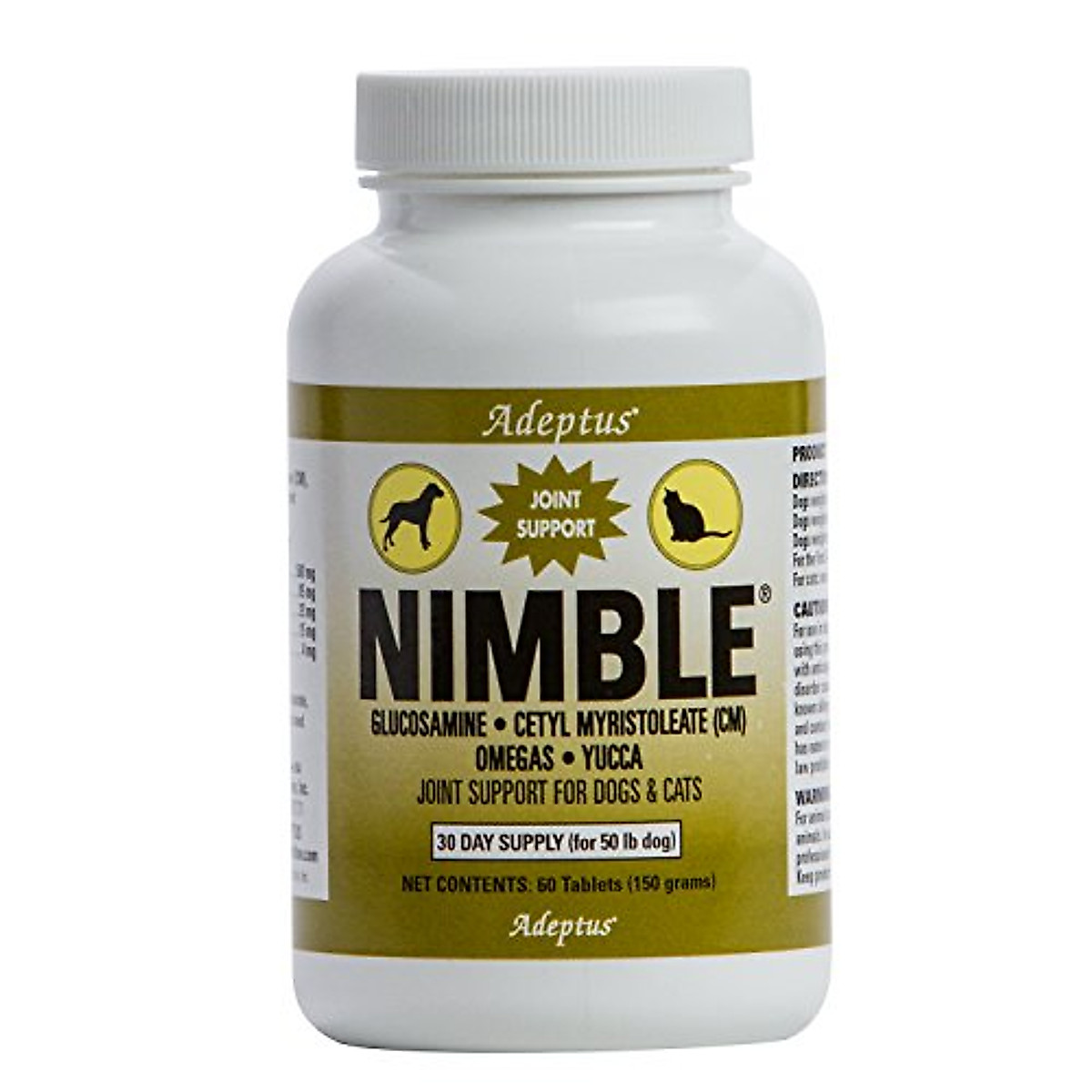 Adeptus Nutrition 60 Tablets Nimble Pet, 3.5 x 3.5 x 4.75