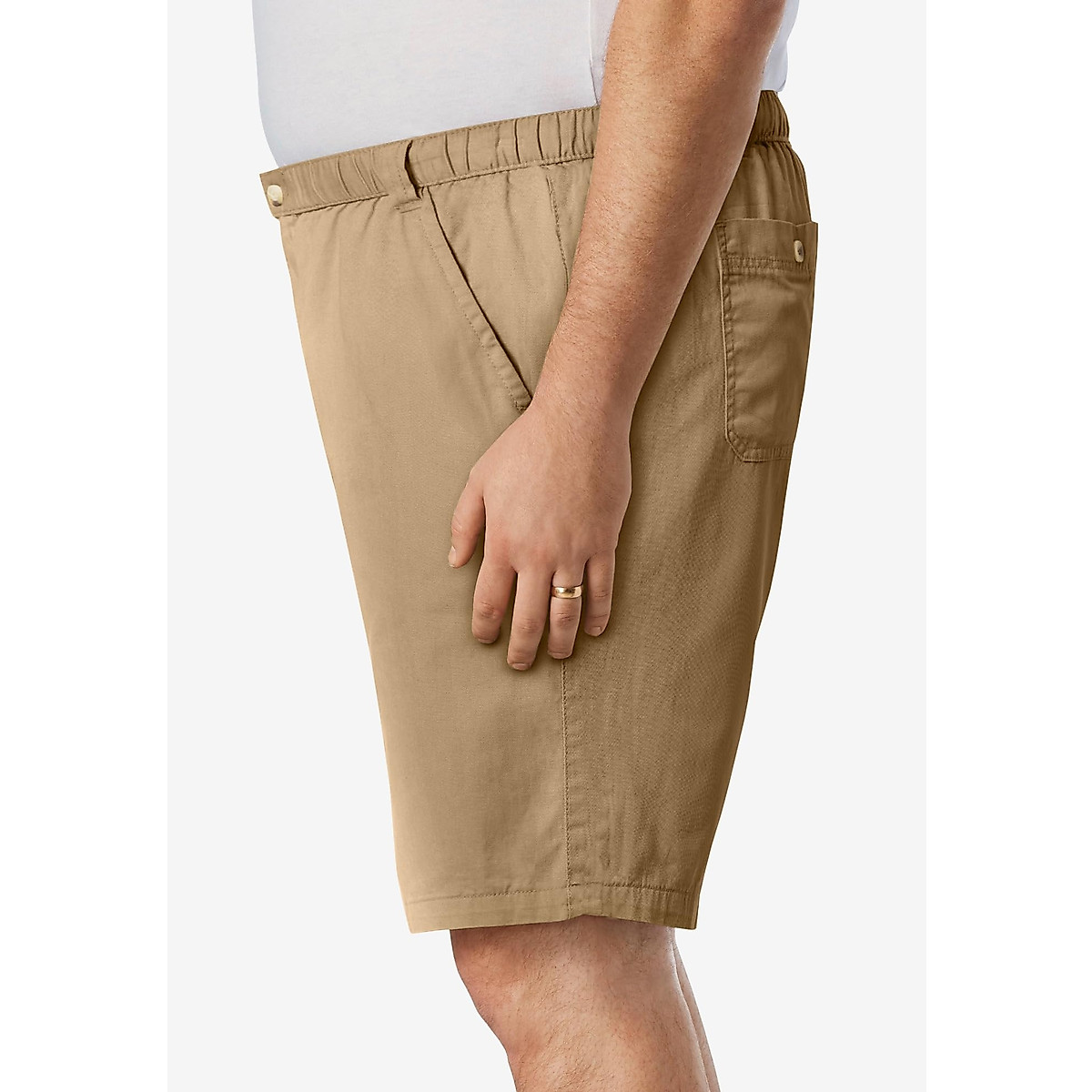 KingSize Knockarounds 8" Full Elastic Plain Front Shorts - 4XL, Khaki