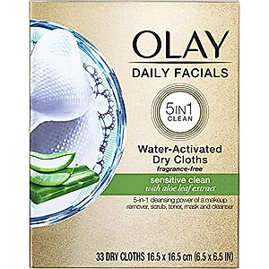 OLAY Daily Gentle Clean 5-in-1 Water Activated Cloths, 33 Count (Pack of 3)